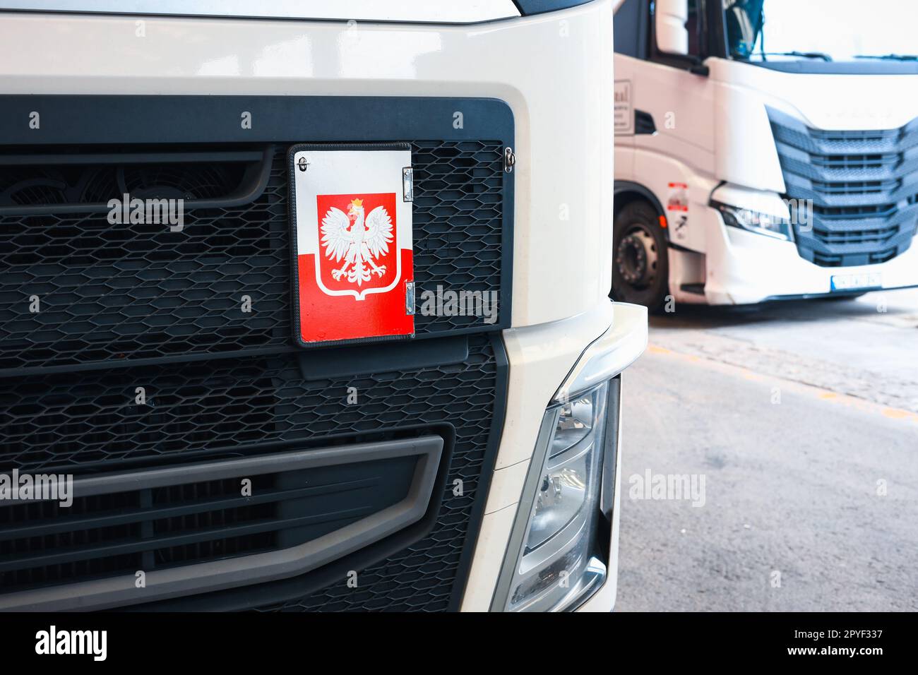 A truck designed to transport goods with the Symbol of Poland. Concept ...