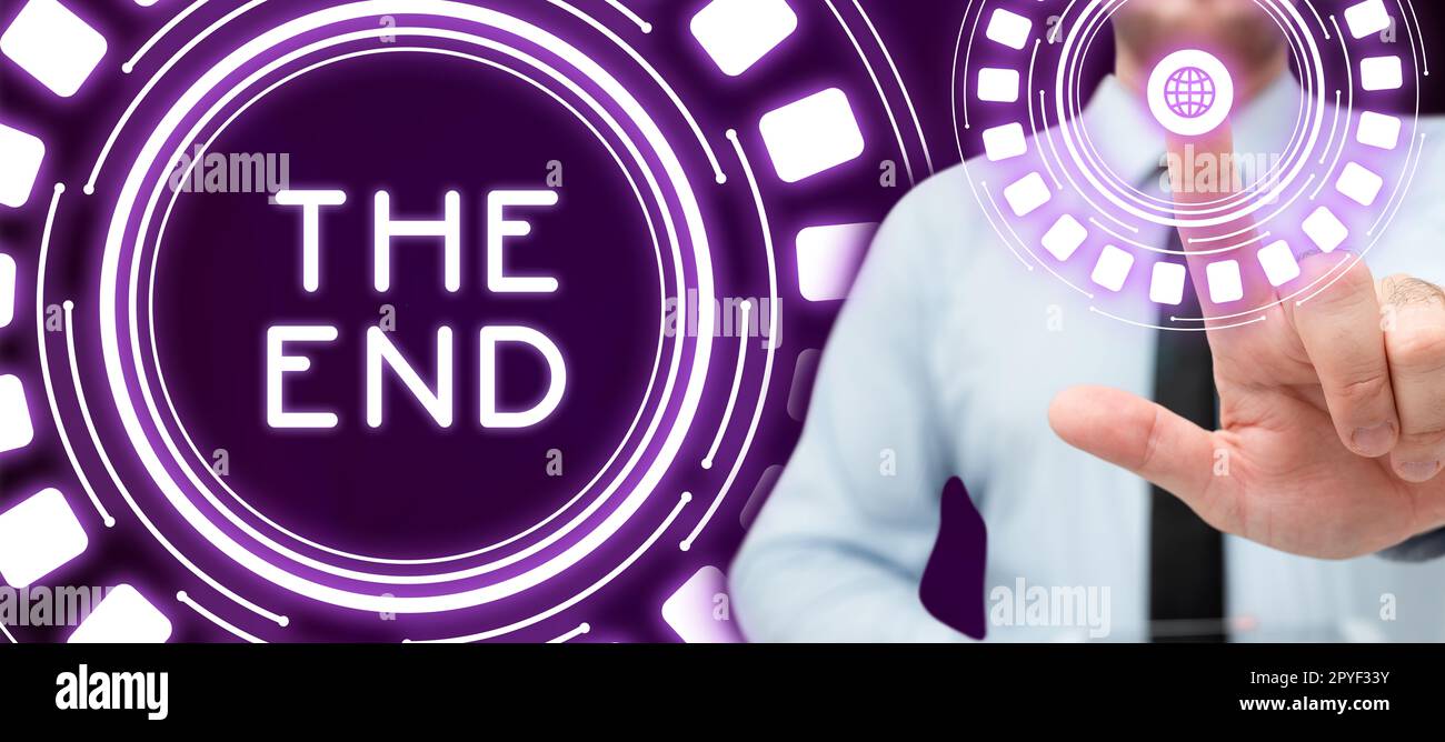 Handwriting text The End. Conceptual photo Final part of play ...