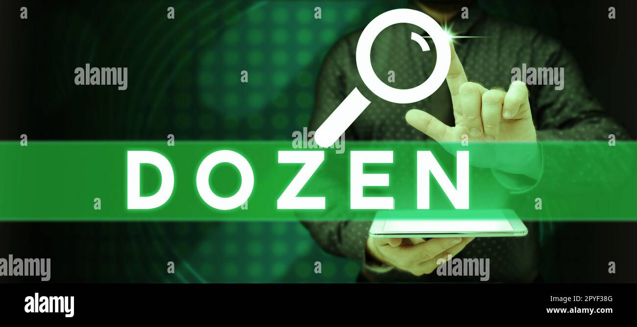 Conceptual caption Dozen, Word Written on group or set of twelve ...