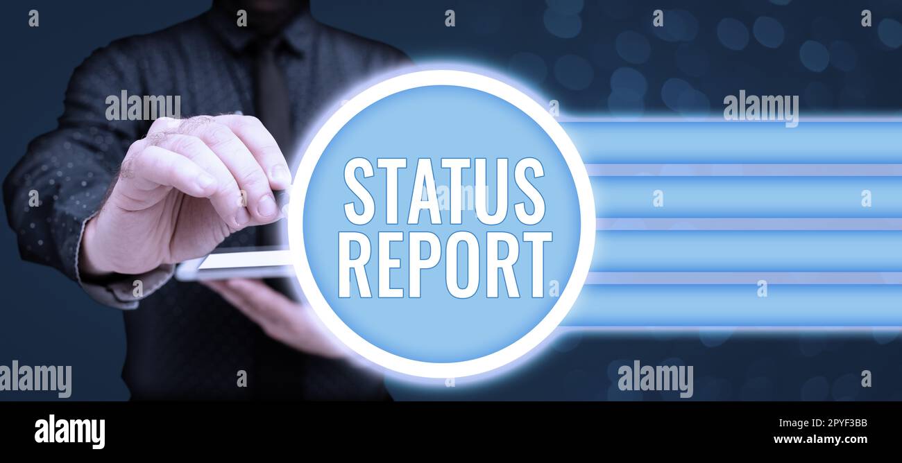 Text showing inspiration Status Report. Word Written on Update Summary ...