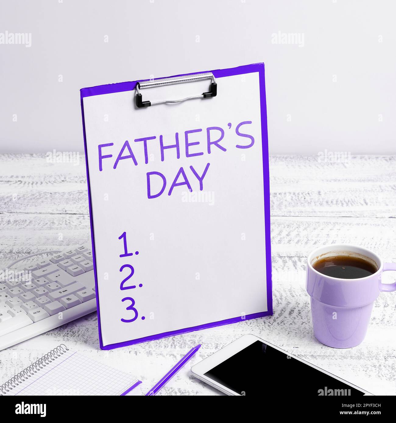 Hand writing sign Father's Day. Internet Concept day of year where ...
