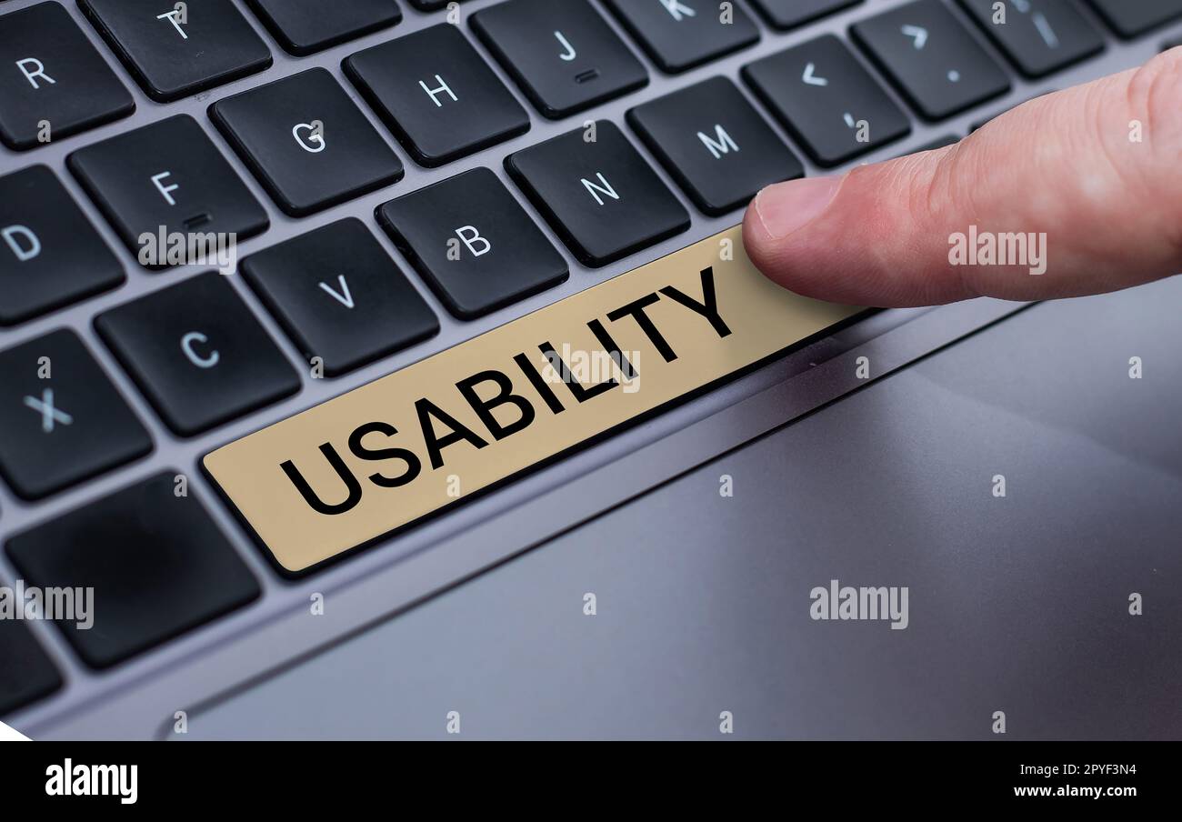 Sign displaying Usability. Business approach A word assosiated with how ...