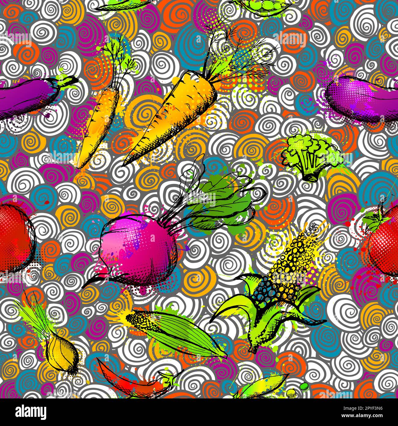 Vegetables abstract seamless background. Vector illustration Stock ...