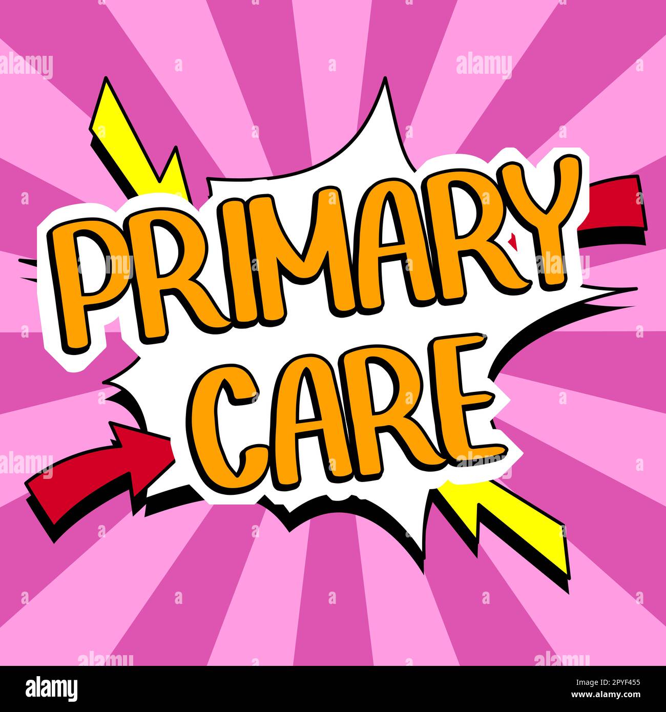 Text caption presenting Primary Care. Business concept health care ...