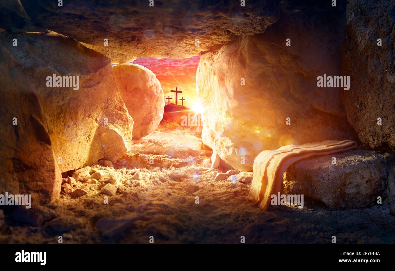 Crucifixion And Resurrection Of Jesus Christ Empty Tomb