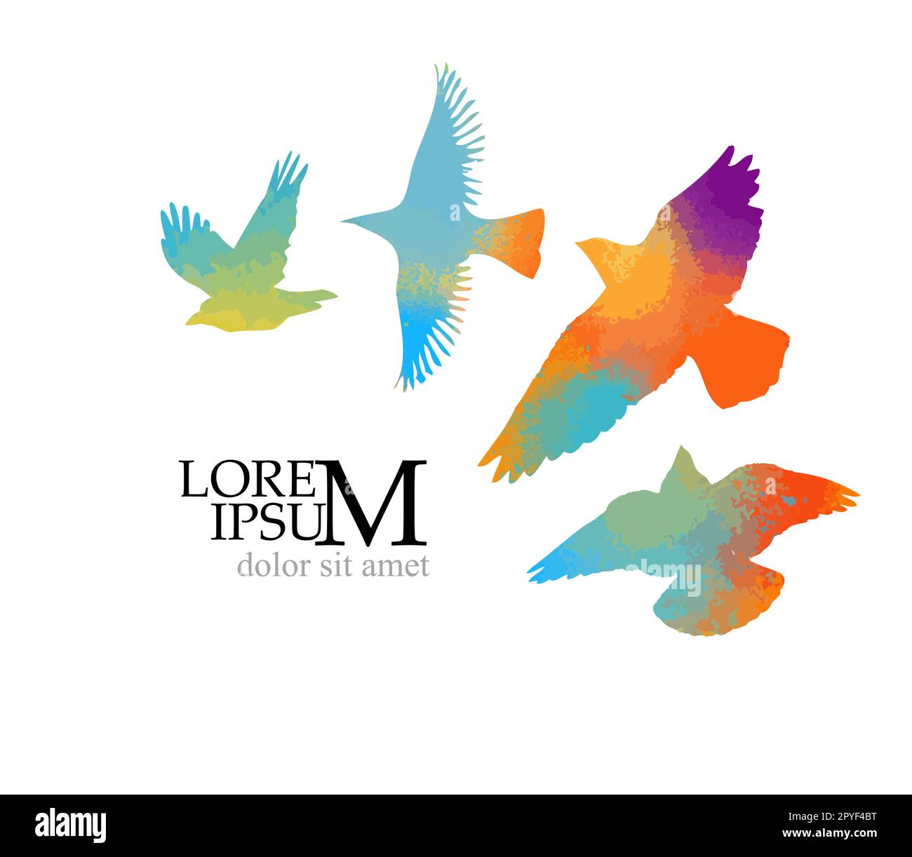 Abstract colored flying birds. Mixed media. Vector illustration Stock ...