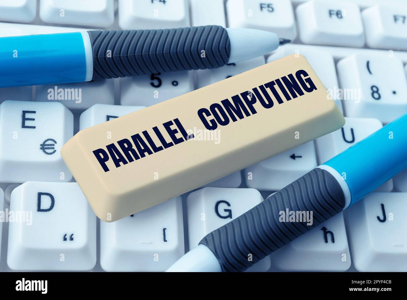 Conceptual display Parallel Computing. Business showcase simultaneous calculation by means of ...