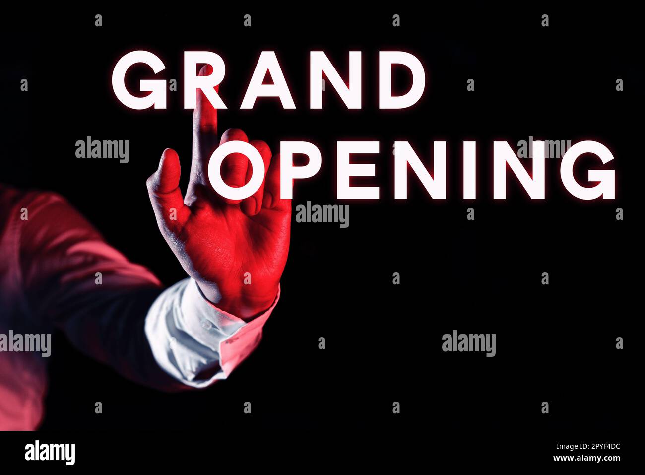 Hand writing sign Grand Opening. Business approach Ribbon Cutting New ...