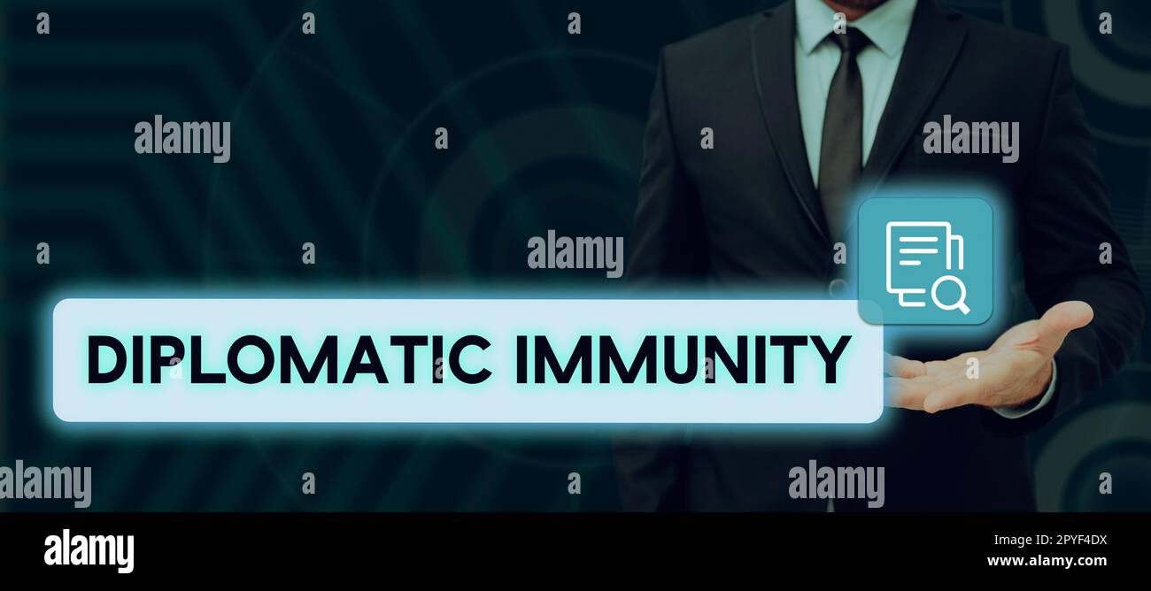 Text caption presenting Diplomatic Immunity. Conceptual photo law that ...