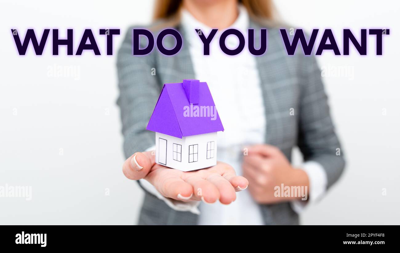 Sign displaying What Do You Want. Business showcase used for offering ...