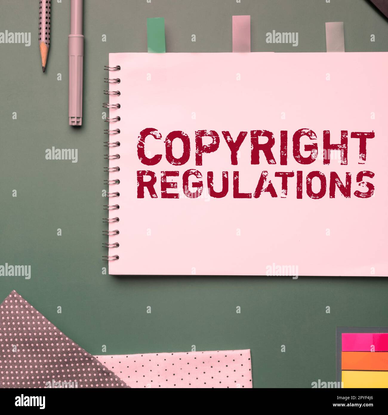 Text sign showing Copyright Regulations. Internet Concept body of law ...