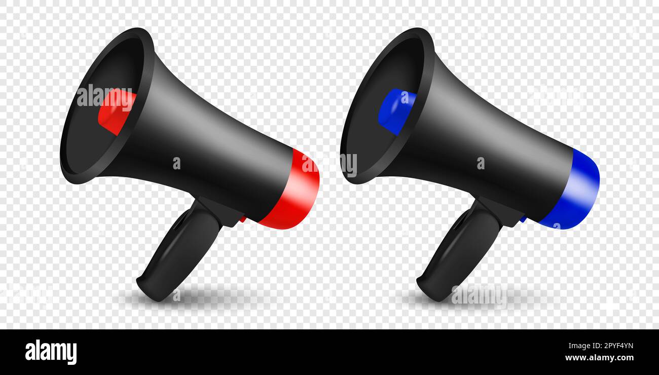 Vector Realistic 3d Simple Black Megaphone Icon Set Closeup Isolated on ...