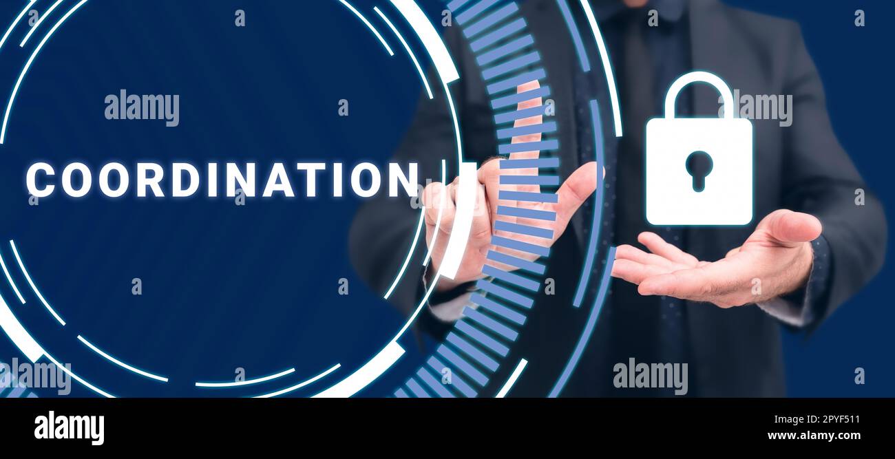 Conceptual caption Coordination. Word for the acts of someone ...