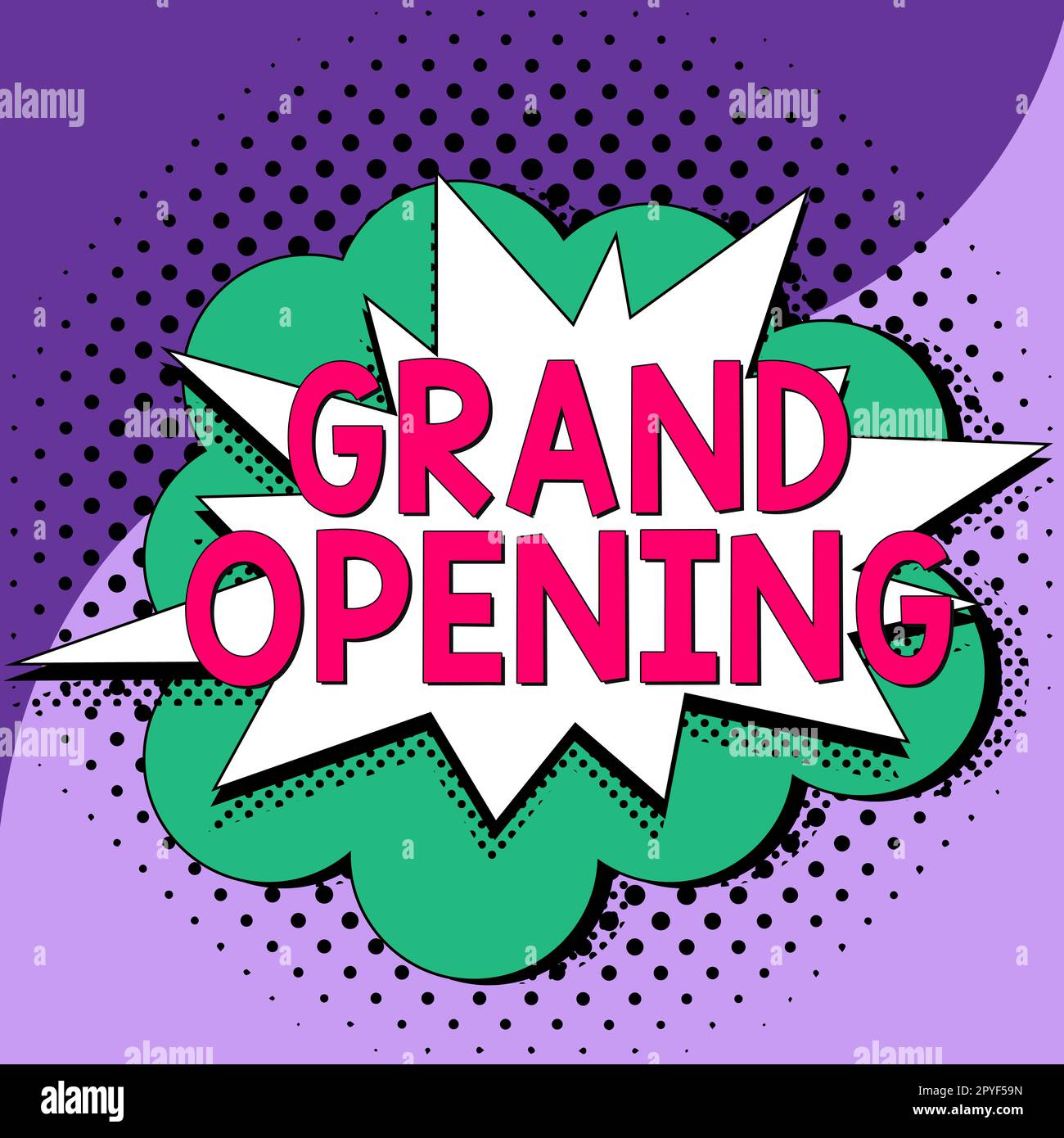 Text caption presenting Grand Opening. Word Written on Ribbon Cutting ...