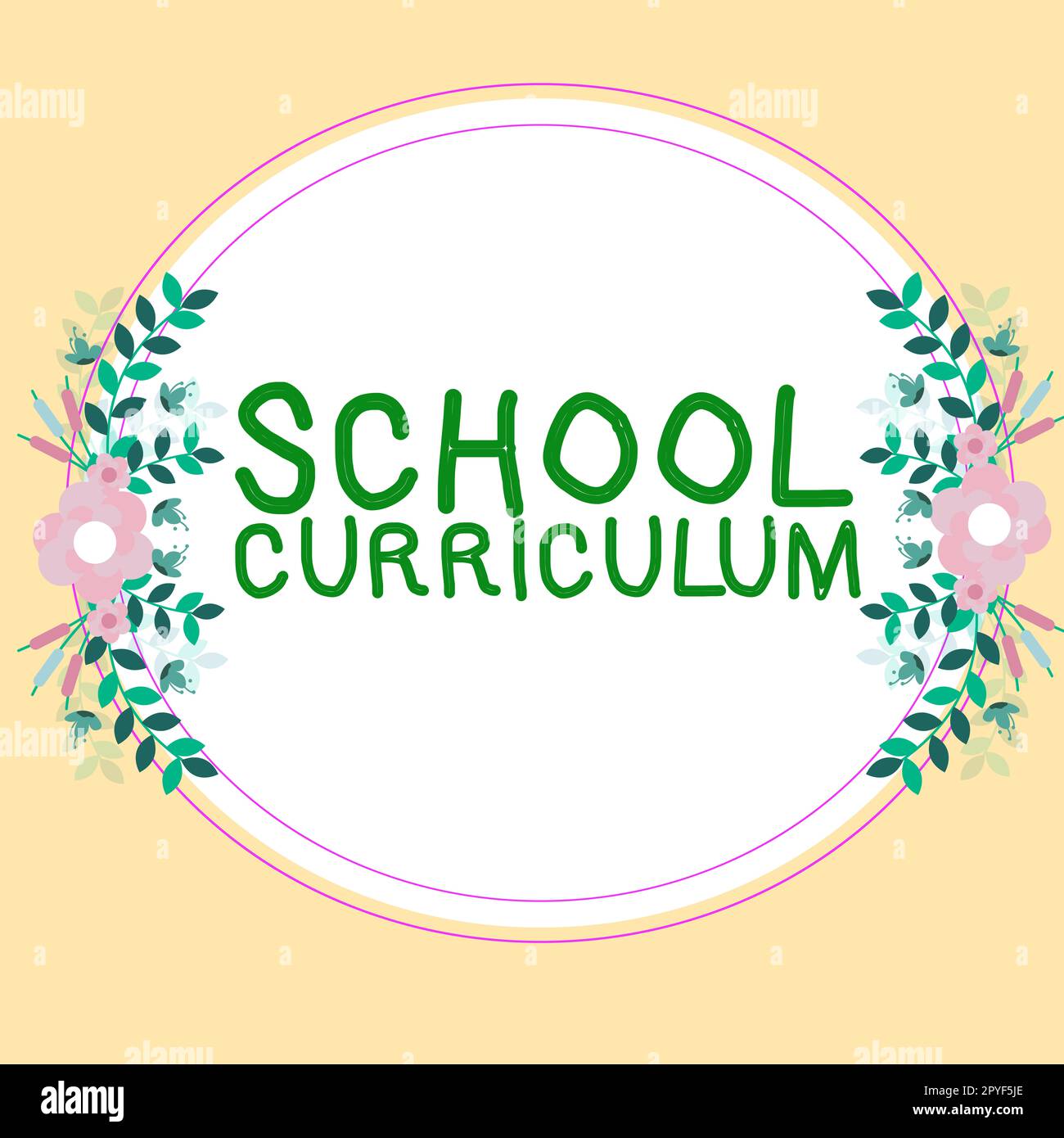Text caption presenting School Curriculum. Word Written on designed to ...