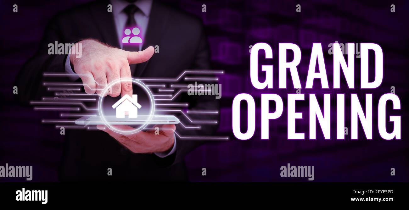 Conceptual display Grand Opening. Business overview Ribbon Cutting New ...