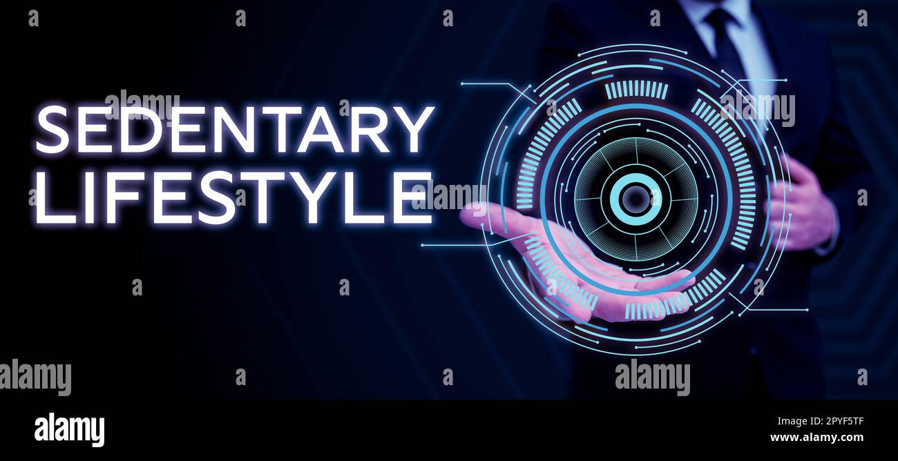 Hand writing sign Sedentary Lifestyle. Word Written on ways and means ...