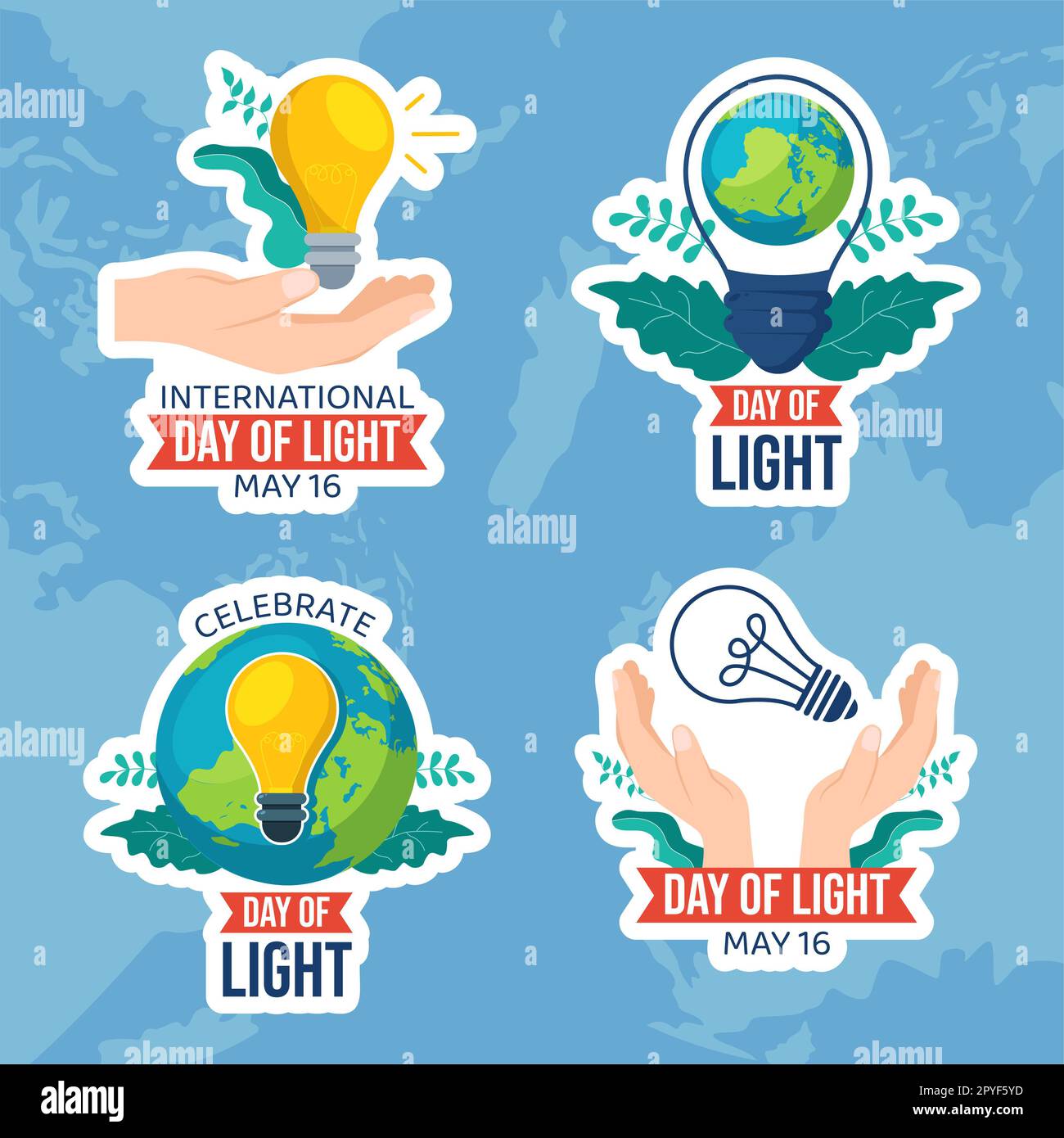 International Day of Light Label Flat Cartoon Hand Drawn Templates ...