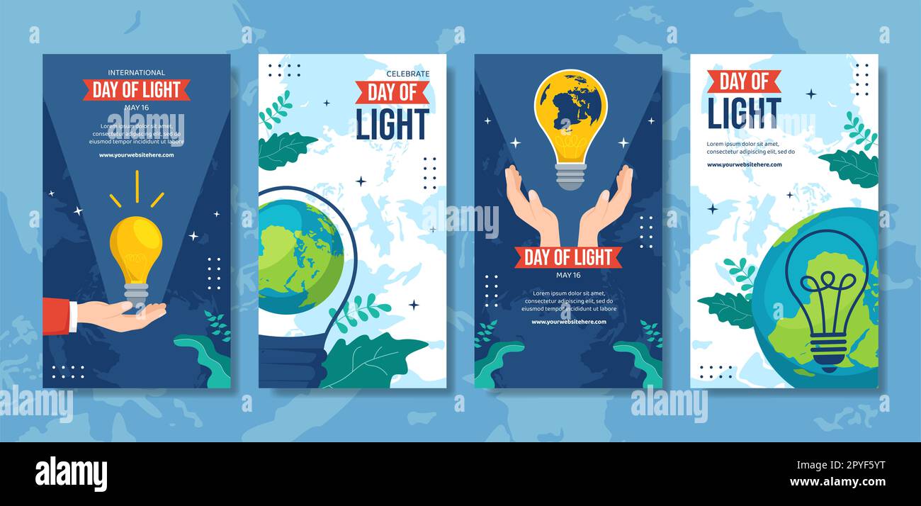 International Day of Light Social Media Stories Flat Cartoon Hand Drawn ...