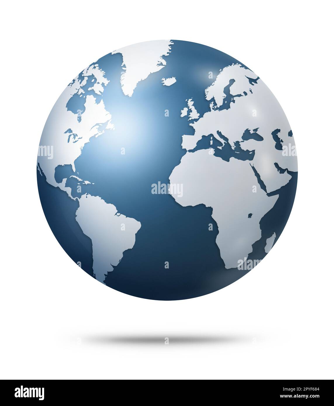 Blue grey earth globe isolated on white background. 3D illustration ...