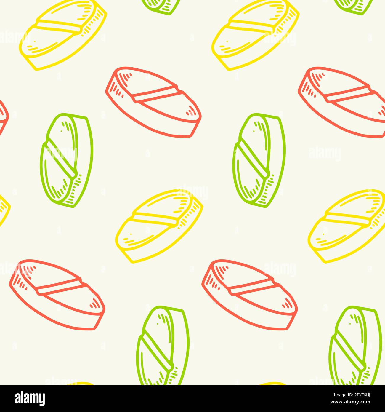 Pills seamless pattern. Hand drawn vector background in doodle sketch ...