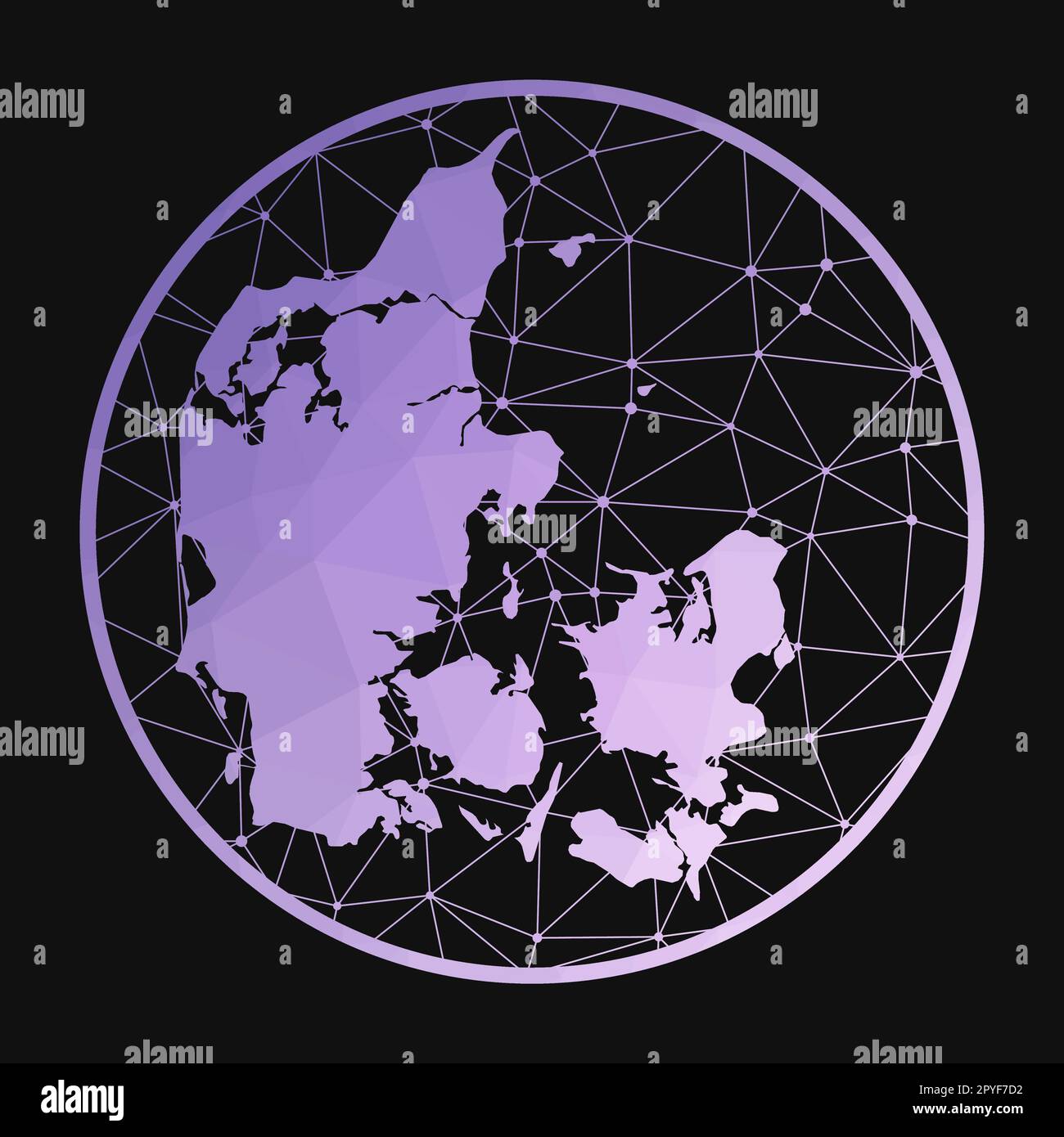Denmark icon. Vector polygonal map of the country. Denmark icon in ...