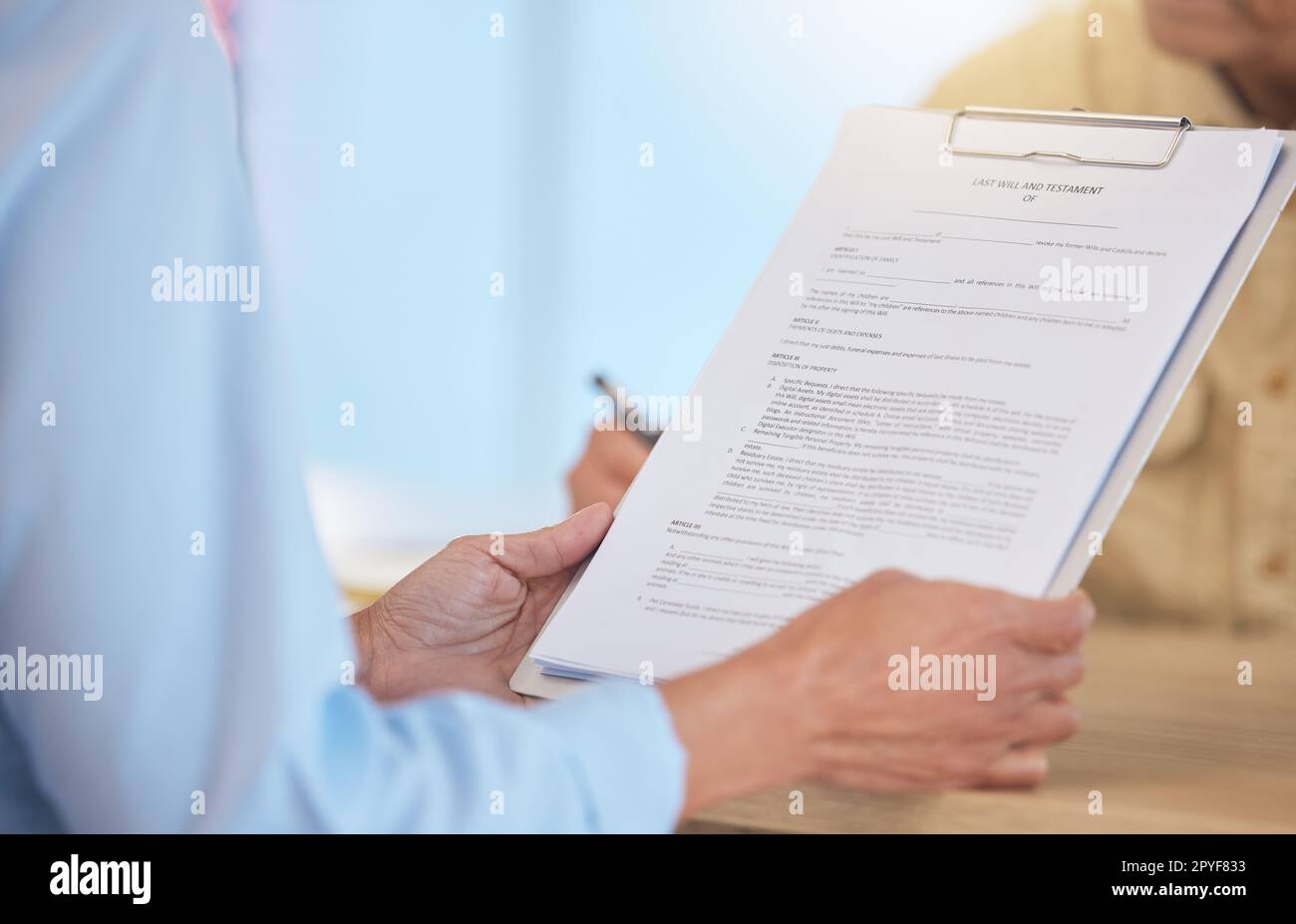 Contract, deal and life insurance, hands and clipboard with agreement ...