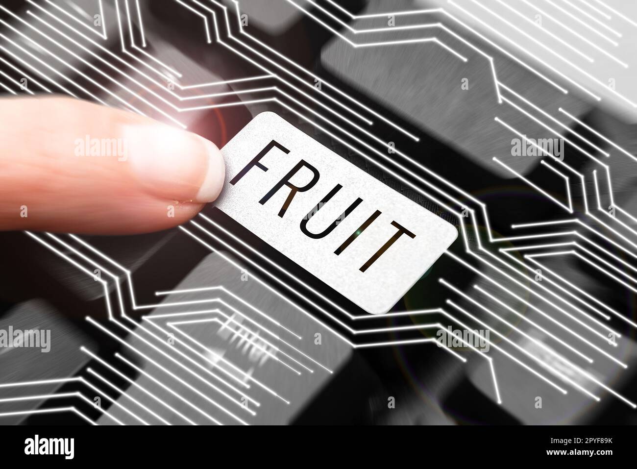 Hand writing sign Fruit. Concept meaning sweet and fleshy product of a ...