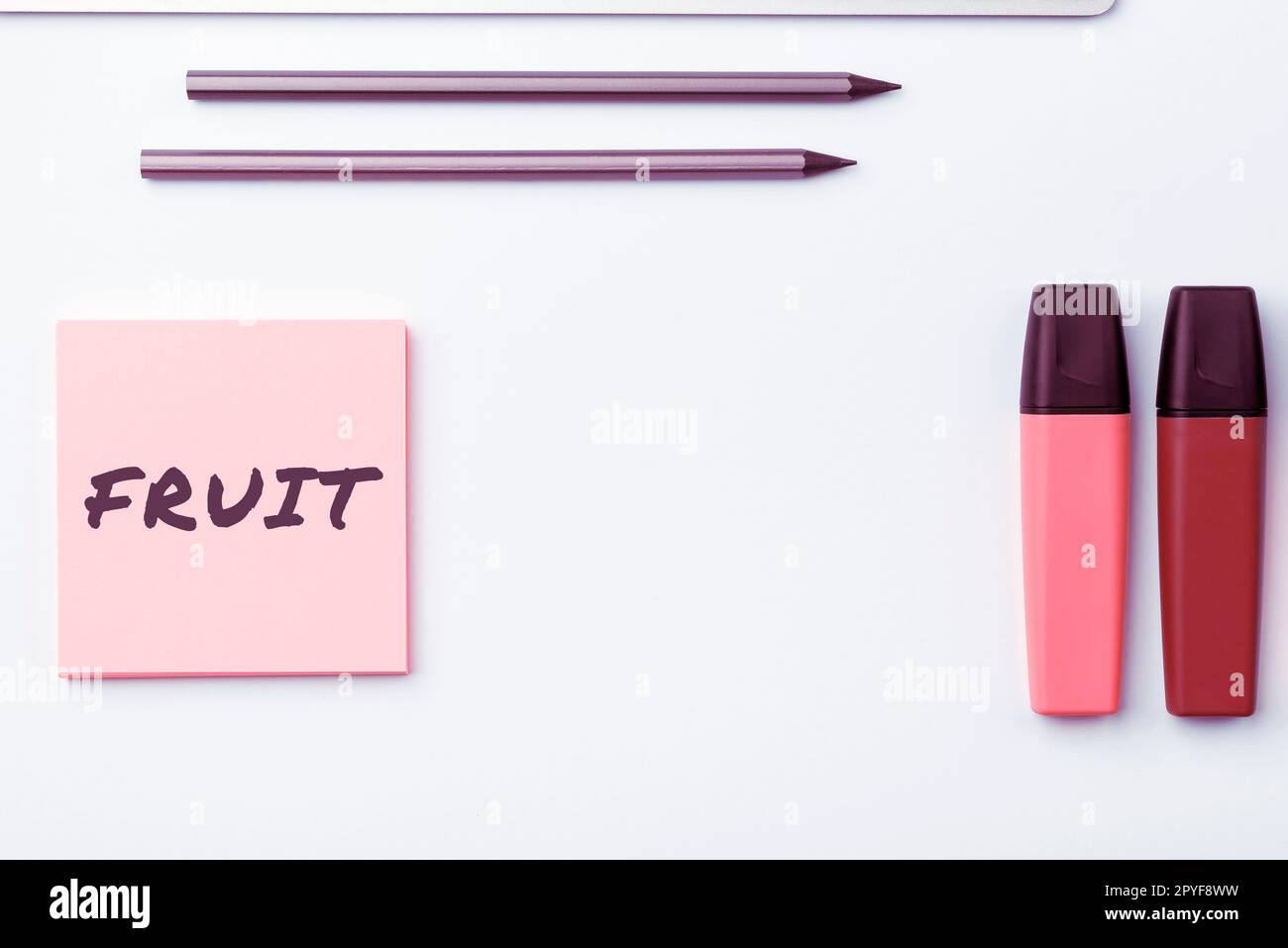 Hand writing sign Fruit. Word Written on sweet and fleshy product of a ...