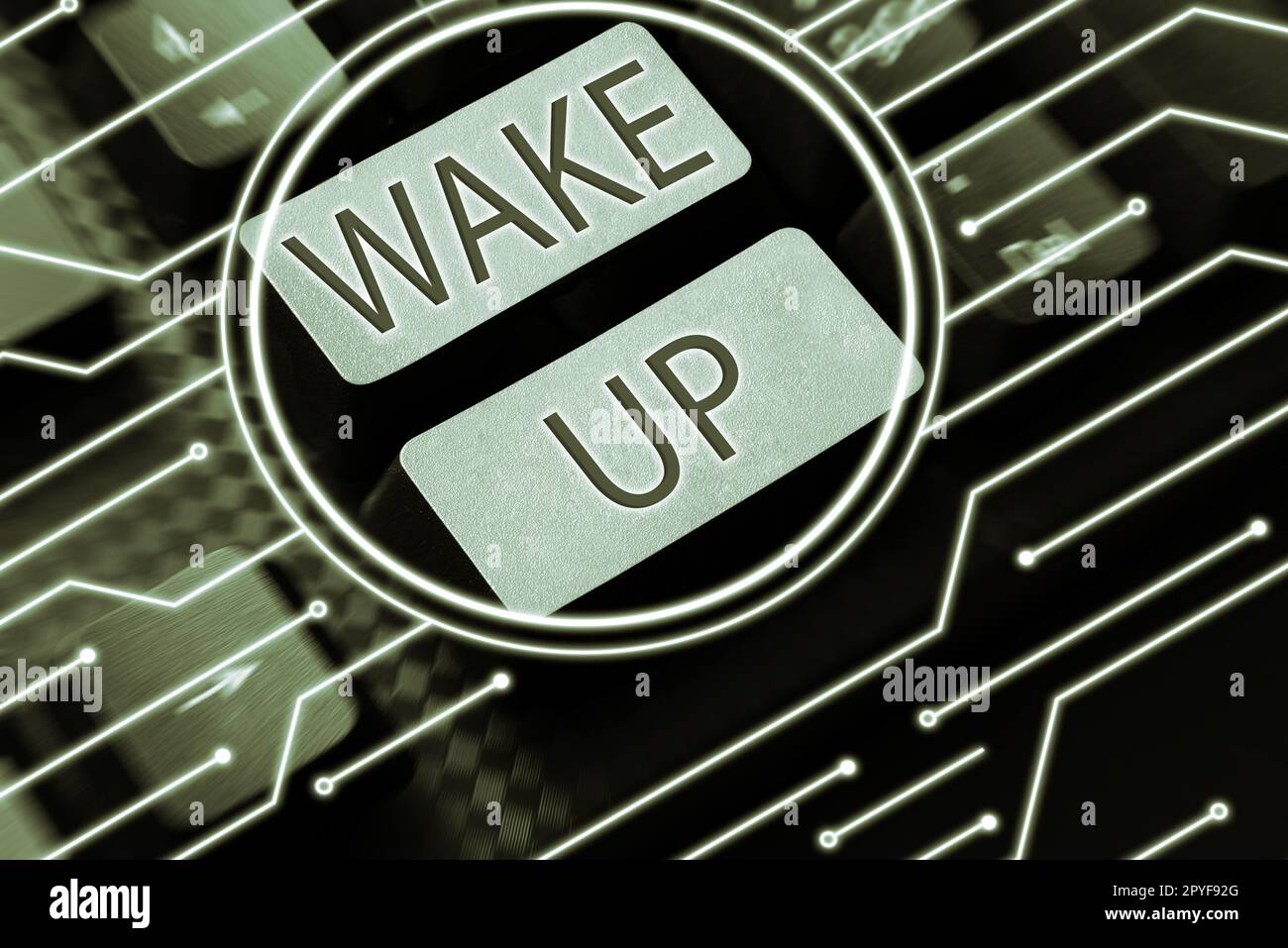 Conceptual caption Wake Up. Conceptual photo an instance of a person waking up or being woken up ...