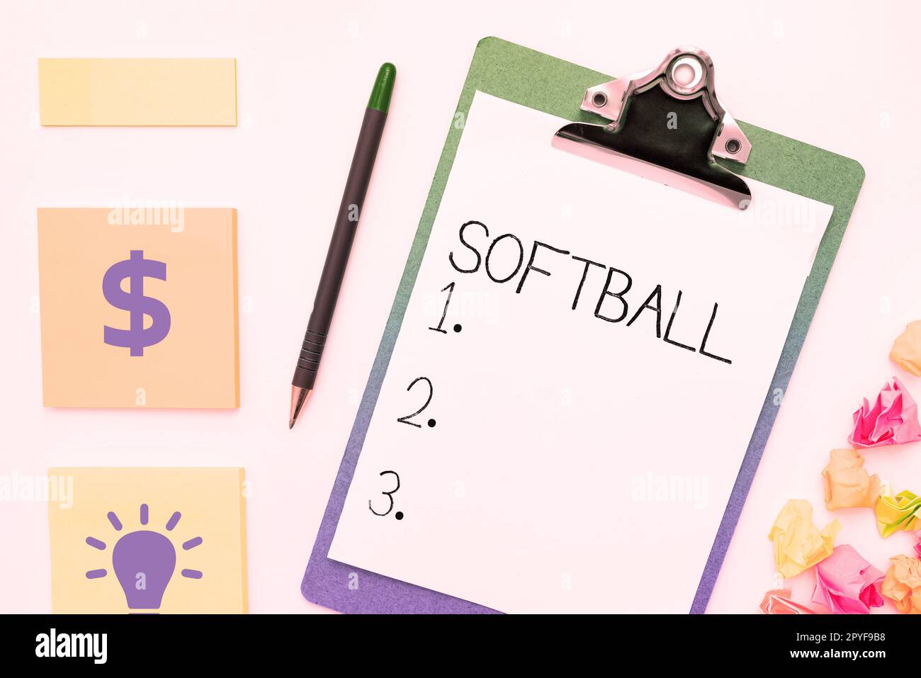Hand writing sign Softball. Business concept a sport similar to ...