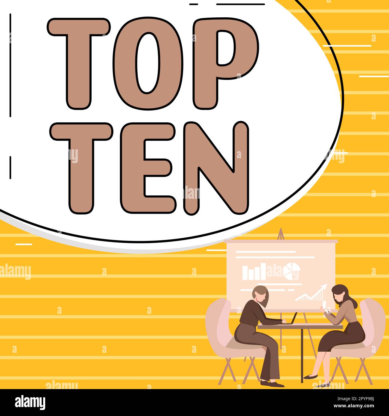 Text showing inspiration Top Ten. Conceptual photo the ten most popular ...