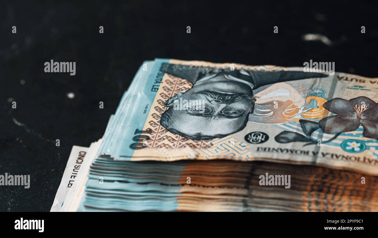 Romanian LEI Currency Banknote. RON Money European Currency Stock Photo ...