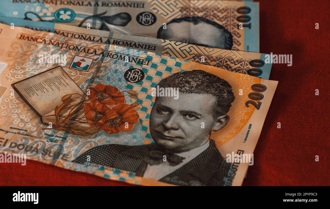 Romanian LEI Currency Banknote. RON Money European Currency Stock Photo ...