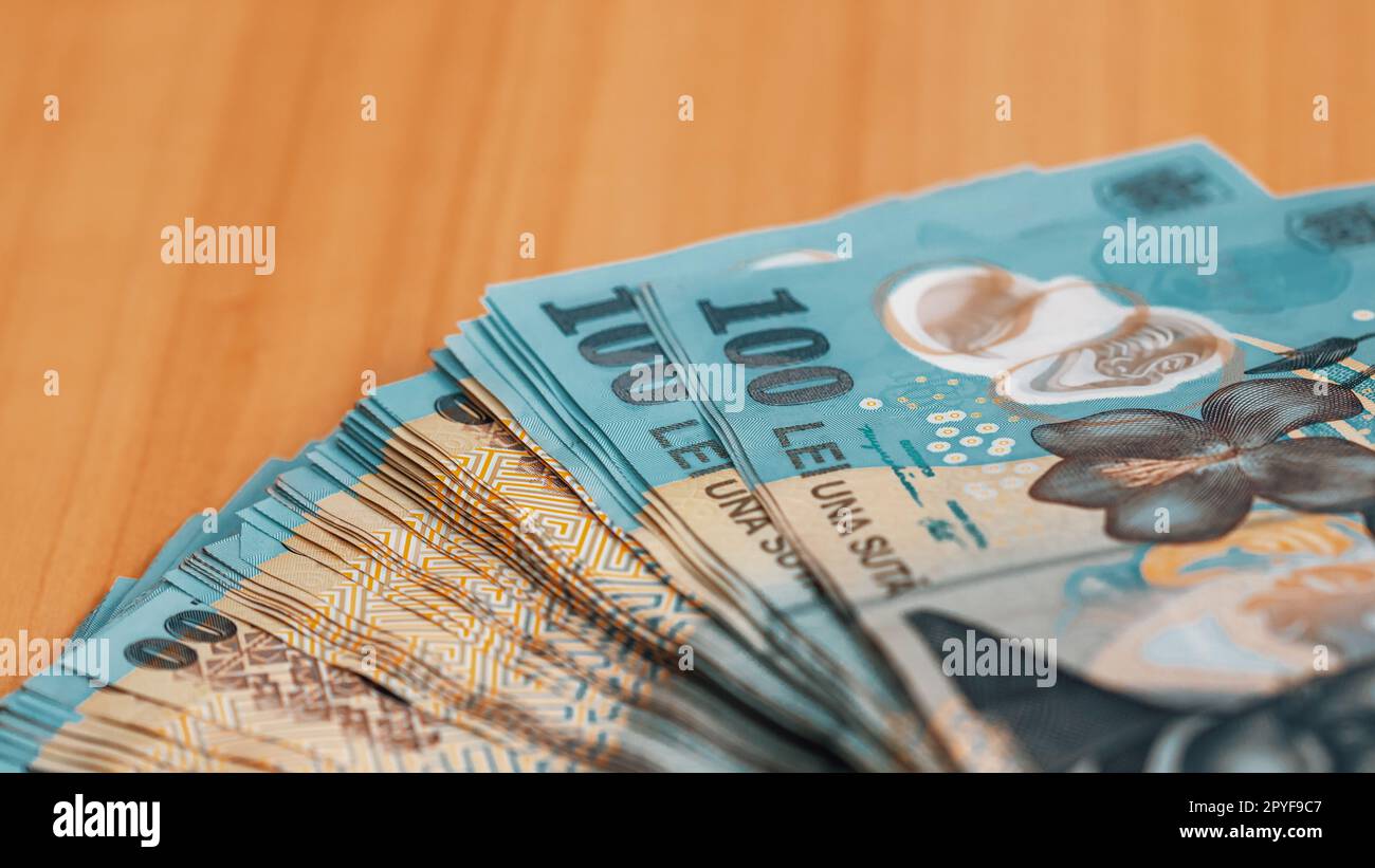Romanian LEI Currency Banknote. RON Money European Currency Stock Photo ...