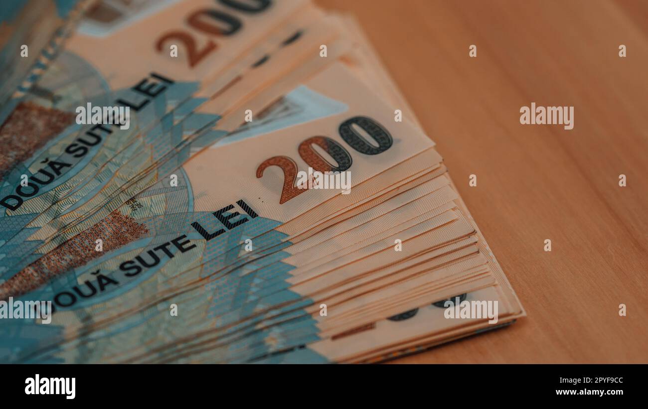 Romanian LEI Currency Banknote. RON Money European Currency Stock Photo ...
