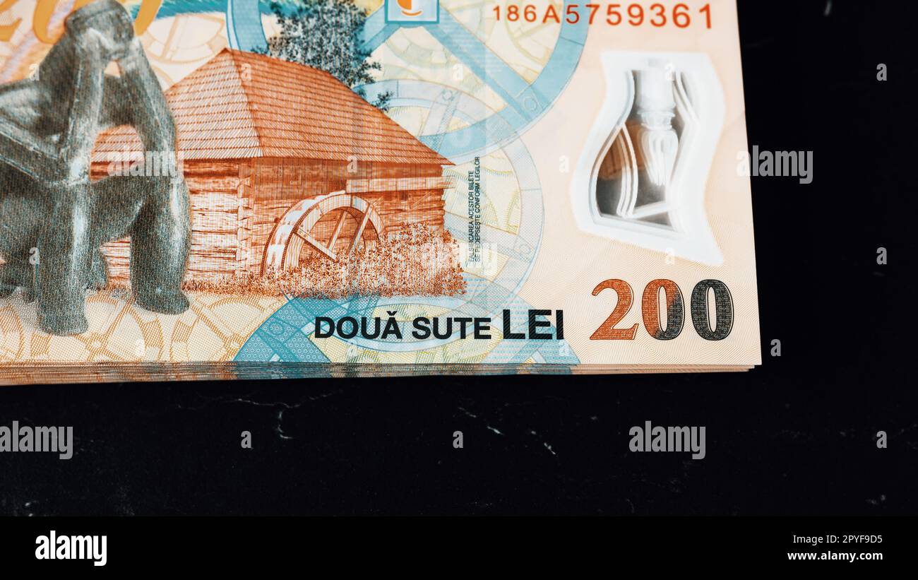 Romanian LEI Currency Banknote. RON Money European Currency Stock Photo ...