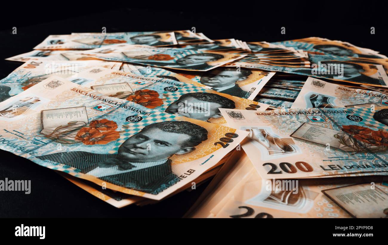 Romanian LEI Currency Banknote. RON Money European Currency Stock Photo ...