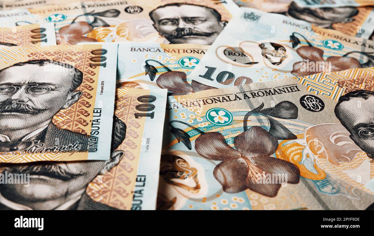 Romanian LEI Currency Banknote. RON Money European Currency Stock Photo ...