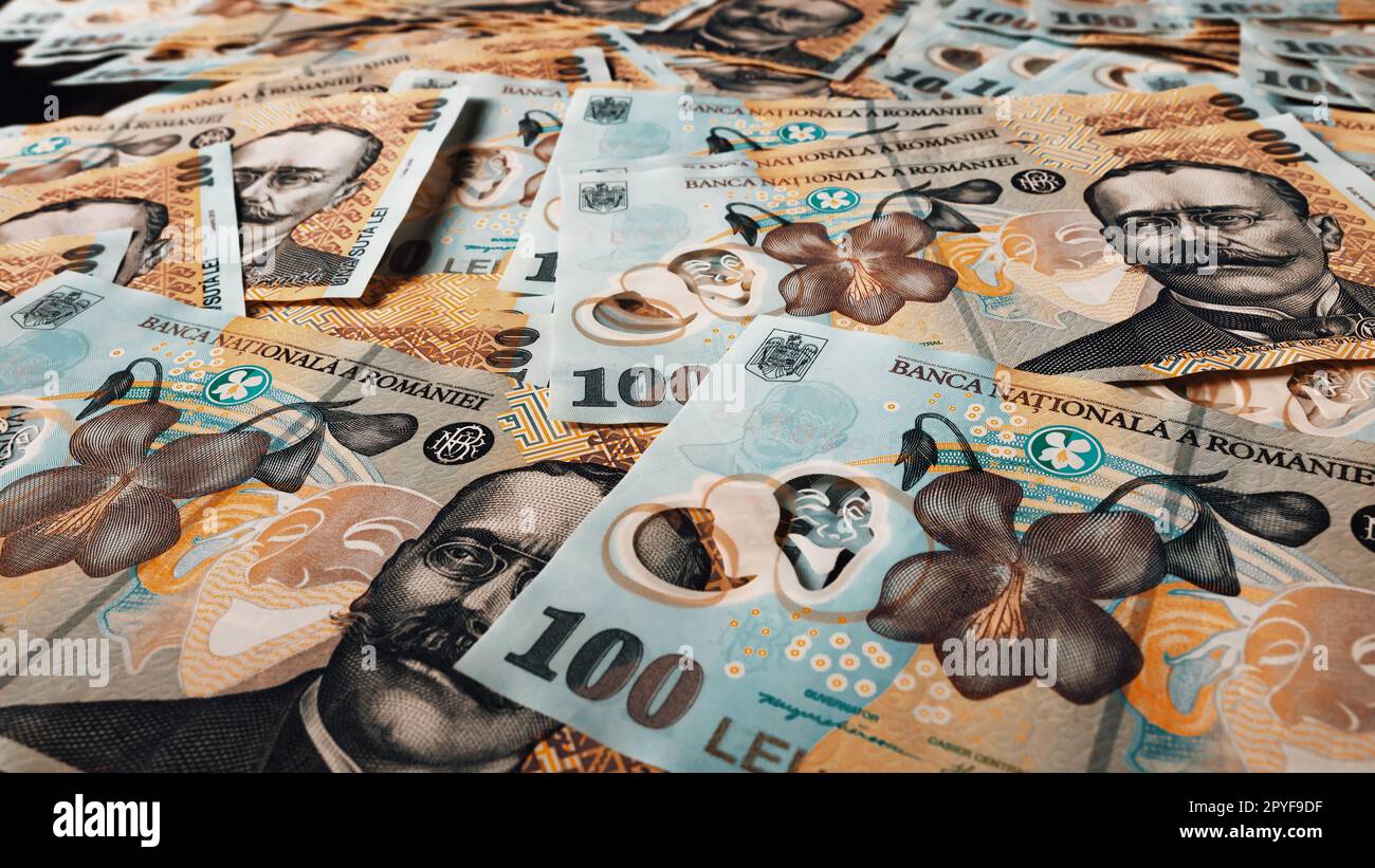 Romanian LEI Currency Banknote. RON Money European Currency Stock Photo ...