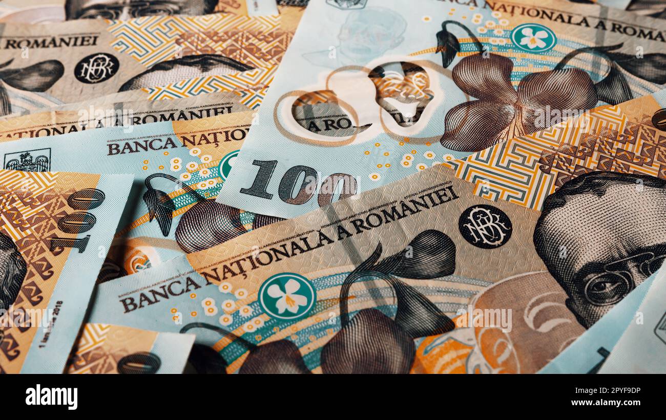 Romanian LEI Currency Banknote. RON Money European Currency Stock Photo ...