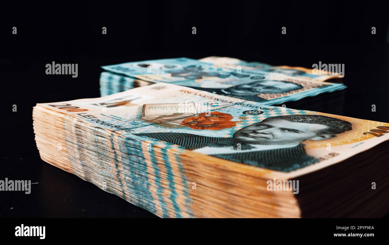Romanian LEI Currency Banknote. RON Money European Currency Stock Photo ...