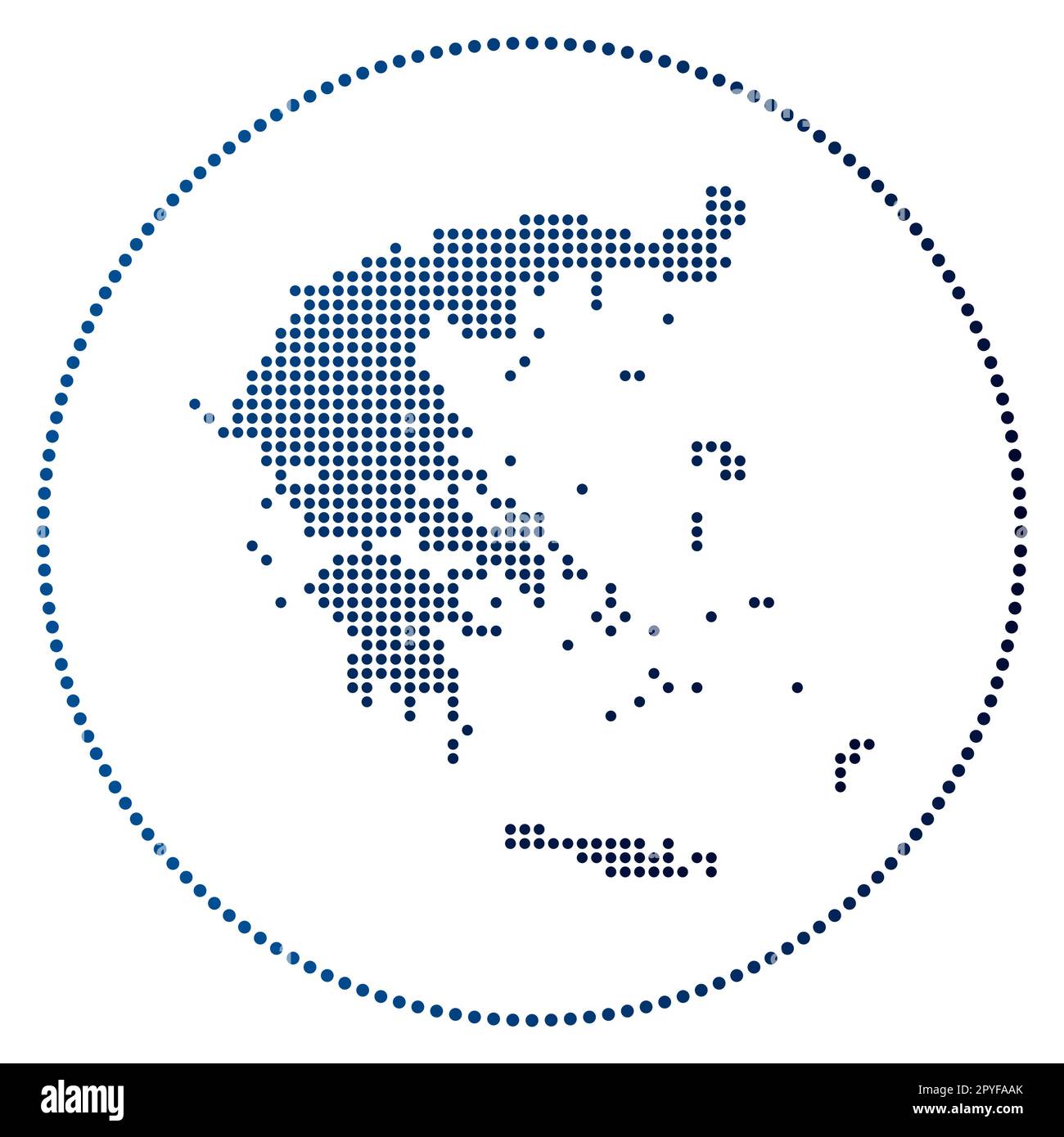 Greece digital badge. Dotted style map of Greece in circle. Tech icon ...