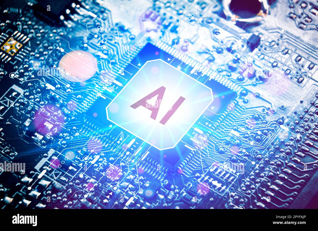 AI artificial intelligence concept, Close up of microprocessor with AI ...