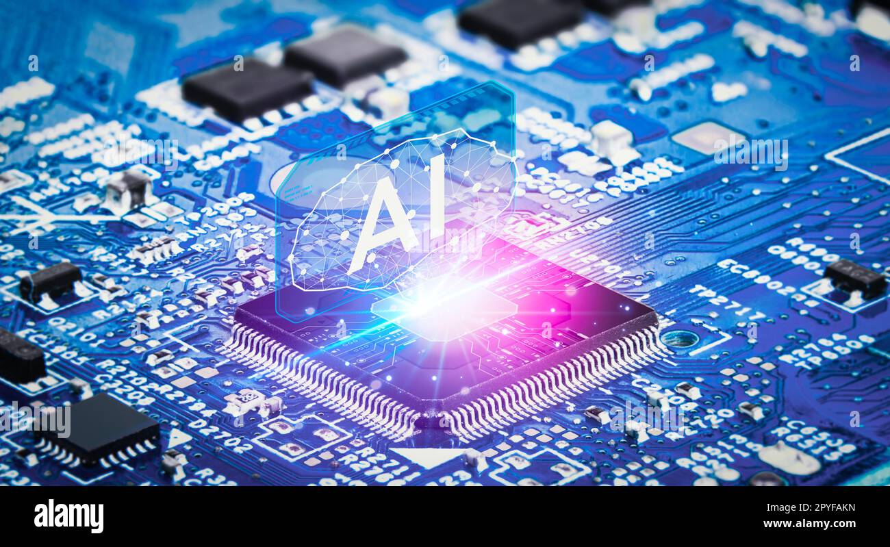 AI artificial intelligence concept, Close up of microprocessor with AI ...