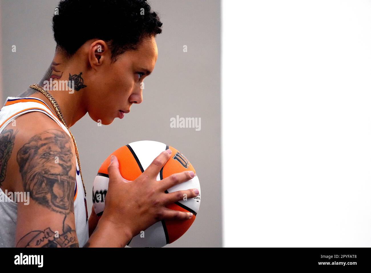 Phoenix Mercury center Brittney Griner pose for a photograph during the ...