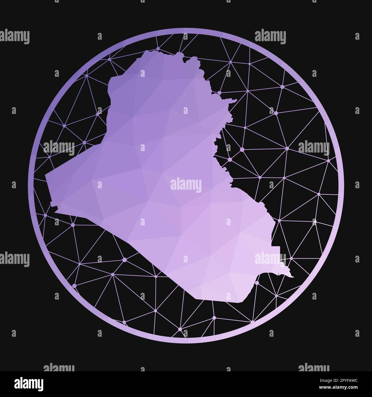 Republic of Iraq icon. Vector polygonal map of the country. Republic of ...
