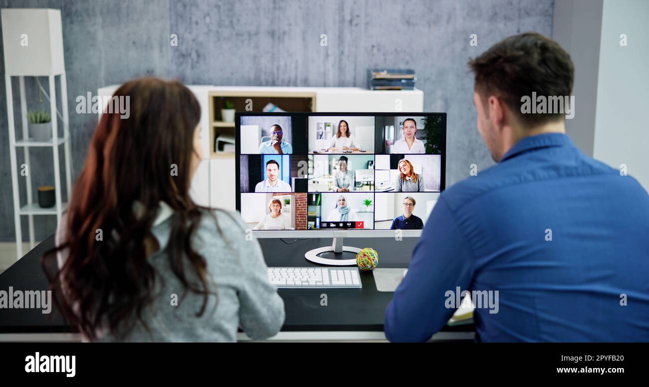 Video conferencing desk business professional hi-res stock photography ...