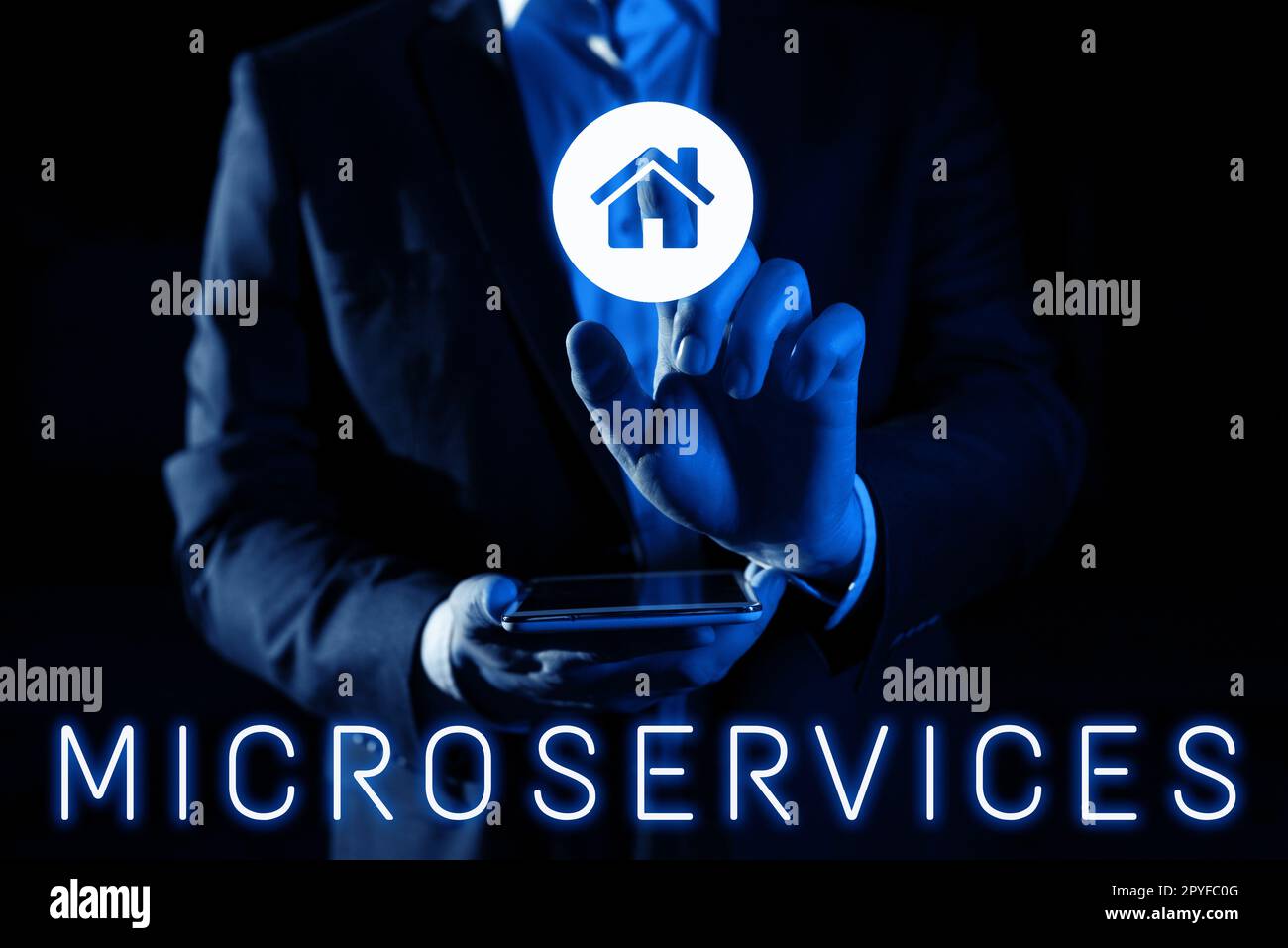 Handwriting text Microservices. Internet Concept Software development technique Building single ...