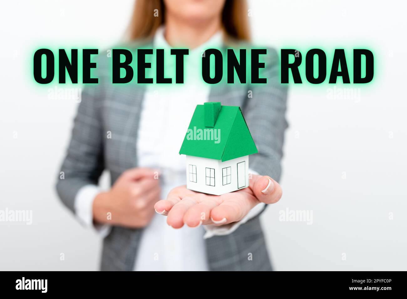 Conceptual display One Belt One Road. Word Written on Building trade ...